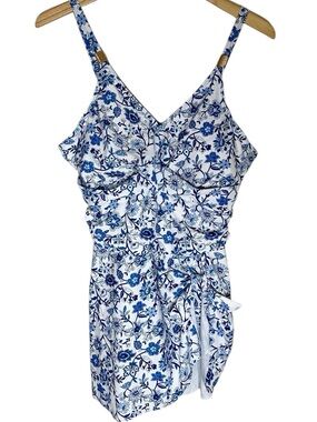 Blooming Jelly | Swim | Blooming Jelly Blue And White Floral Tie Front ...